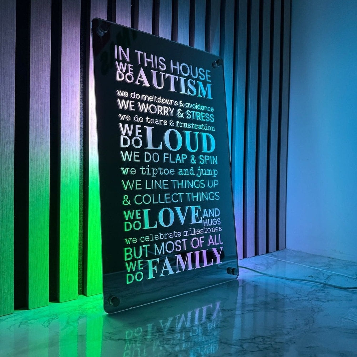 Autism LED Mirror Sign – Inspirational Neurodiversity Decor with Multi ...